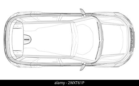 Modern SUV car outline. Top view of contour crossover vehicle isolated ...