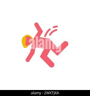 Falling pink woman silhouette pictogram. Caution sign. Isolated on ...