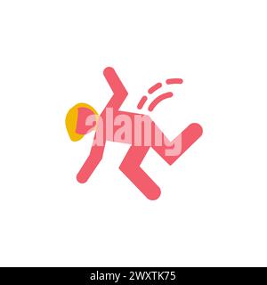 Falling pink woman silhouette pictogram. Caution sign. Isolated on ...