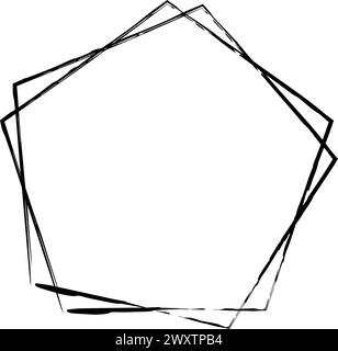 Pentagon grunge texture element frame border shape icon for decorative ...