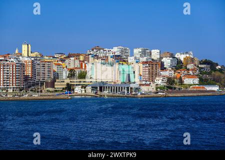 Waterfront buildings in Santander, port city in Cantabria, Northern ...