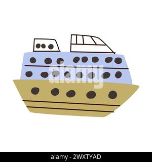 Vector doodle cartoon boat. Hand drawn sea boat, yacht Stock Vector ...