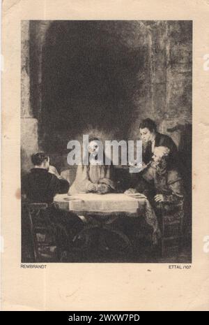 vintage holy card Last Supper Meal Prayer / Jesus feeding / Jesus ...