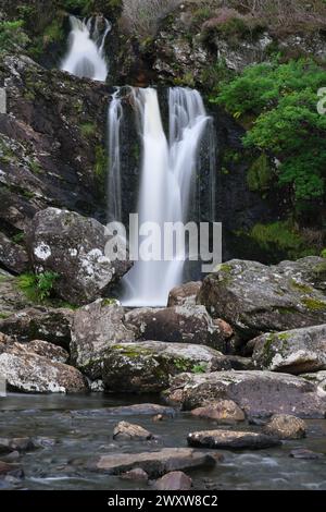 Arklet Water near Inversnaid lodge and Loch Lomond flowing at full ...