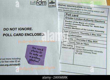 Voter Authority Certificate with poll card for the 2024 general ...