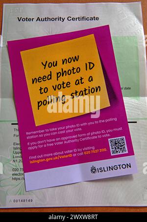 Voter ID. Voter Authority certificate a photo ID to vote in UK election ...