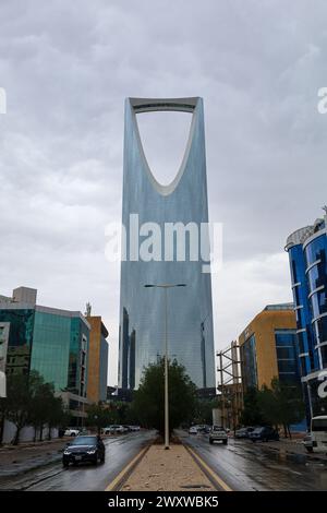 Riyadh, Saudi Arabia - April 1 2024, Kingdom Tower Al Mamlaka business , King Fahd road Stock ...