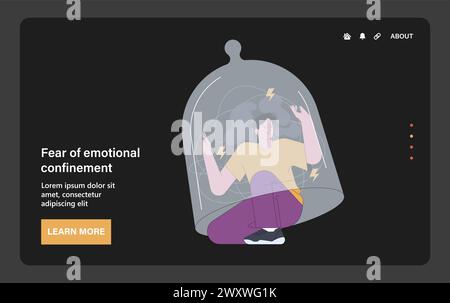 Fear of emotional confinement. Horrified man trapped with his emotions ...