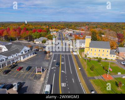 Bellingham historic center aerial view in fall including Old Town Hall ...