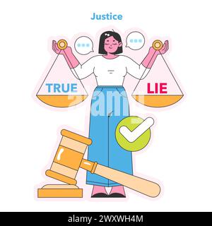 Justice concept. Figure balancing scales of truth and lies ...