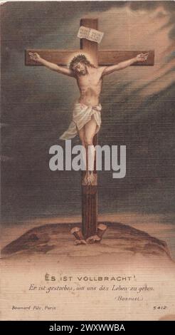 vintage holy card Crucifixion of Jesus Virgin Mary / Jesus Christ on ...