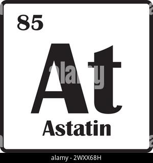 Astatine, At, periodic table element with name, symbol, atomic number ...