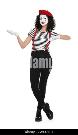 Funny mime with beret posing on white background Stock Photo - Alamy