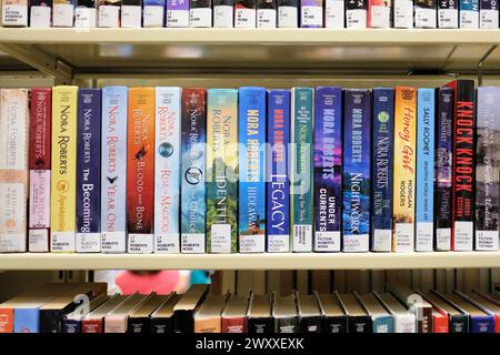 Library shelf with large print editions of books by bestselling ...