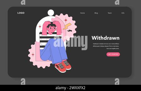 Withdrawn concept. Huddled figure within a bubble signifies isolation ...