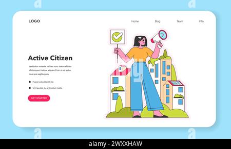 Active Citizen concept. Vocal advocate promoting community ...