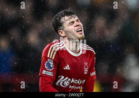 Neco Williams #7 of Nottingham Forest reacts during the Carabao Cup ...