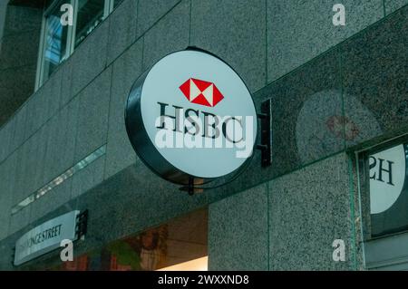 Toronto, ON, Canada – February17, 2024: The logo and brand sign of HSBC ...