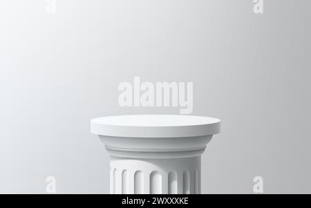 3D Greek column cylinder pedestal, realistic stone base of ancient ...