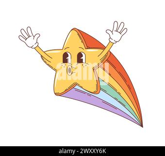 A cute kawaii falling yellow star with a smiley face clipart on a white ...