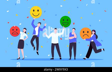 Employee satisfaction attitude survey feedback business concept flat ...
