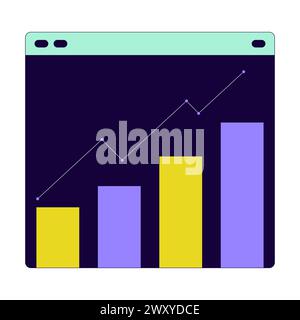 Data bar graph line webpage black and white 2D line cartoon object ...