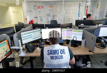 Nice, Nice University Hospital (south-eastern France): control room of ...