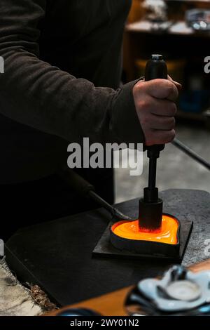The Art and old craft of glassblowing, hot melted glass Stock Photo - Alamy