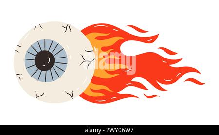 Burning Flaming Eyeball Vector Graphic. Vector Illustration of a human ...