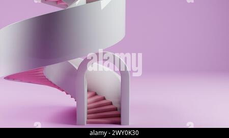 Through the Arch: A Serene Path Upward in Pink and White Stock Photo ...