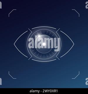 HUD retinal recognition biometric ID scan dashboard concept set. User ...