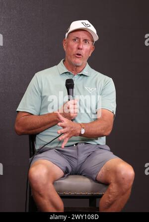 Captain Phil Mickelson of HyFlyers GC hits his shot on the sixth hole ...