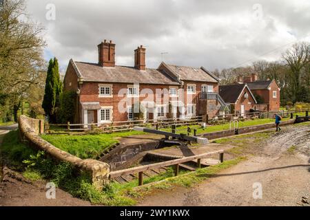 Canal side cottages at Tyrley locks on the Shropshire union canal near ...