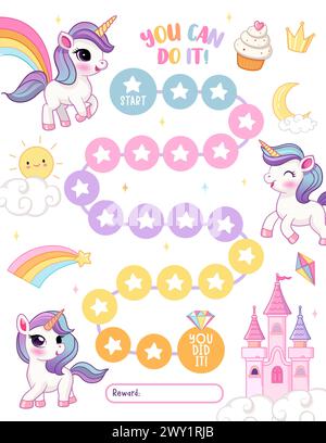 Cute teeth brushing chart for kids. Vector dental care stomatology ...
