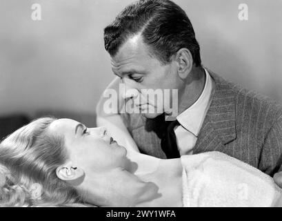 Joseph Cotten, Teresa Wright, on-set of the film, "The Steel Trap ...