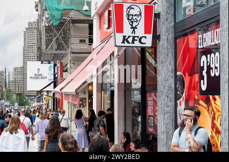 Pedestrians seen outside the American fast food chicken restaurant ...