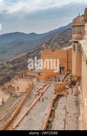 India, Rajasthan, Jaipur, UNESCO World Heritage Site, aerial view of ...