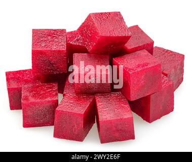Raw red beetroot cubes isolated on white background Stock Photo - Alamy