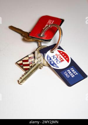 Still life of NYC Voting fast pass key fob, USA 2022 Stock Photo - Alamy