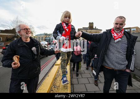 Brentford fans before the Premier League match at the Gtech Community ...