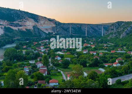 Sunset view of Pocitelj bridge in Bosnia and Herzegovina Stock Photo ...