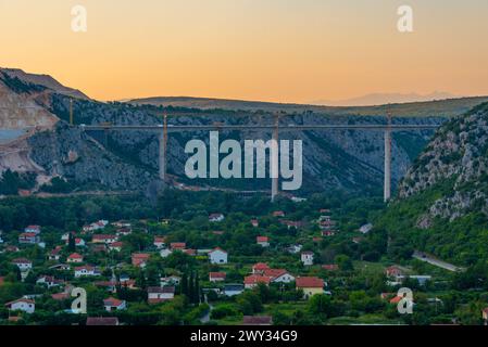Sunset view of Pocitelj bridge in Bosnia and Herzegovina Stock Photo ...