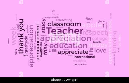 Teacher appreciation word cloud template. Education concept vector ...