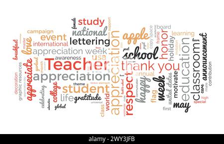 Teacher appreciation word cloud template. Education concept vector background Stock Vector Image ...