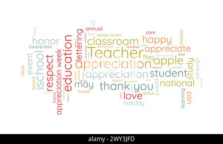 Teacher appreciation word cloud template. Education concept vector ...