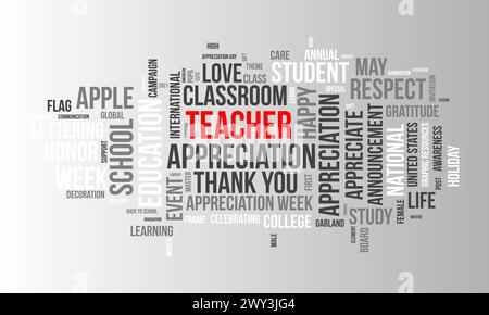 Teacher appreciation word cloud template. Education concept vector ...