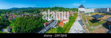 Tesanj castle and surrounding cityscape in Bosnia and Herzegovina Stock ...