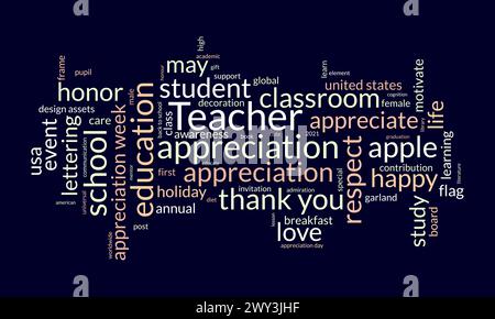 Teacher appreciation word cloud template. Education concept vector ...