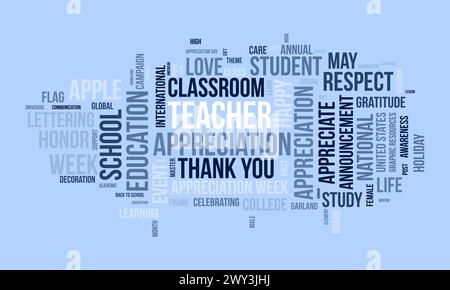 Teacher appreciation word cloud template. Education concept vector ...
