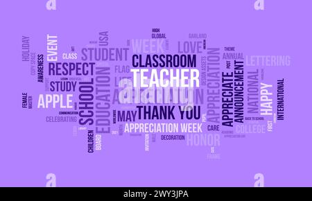 Teacher appreciation word cloud template. Education concept vector ...